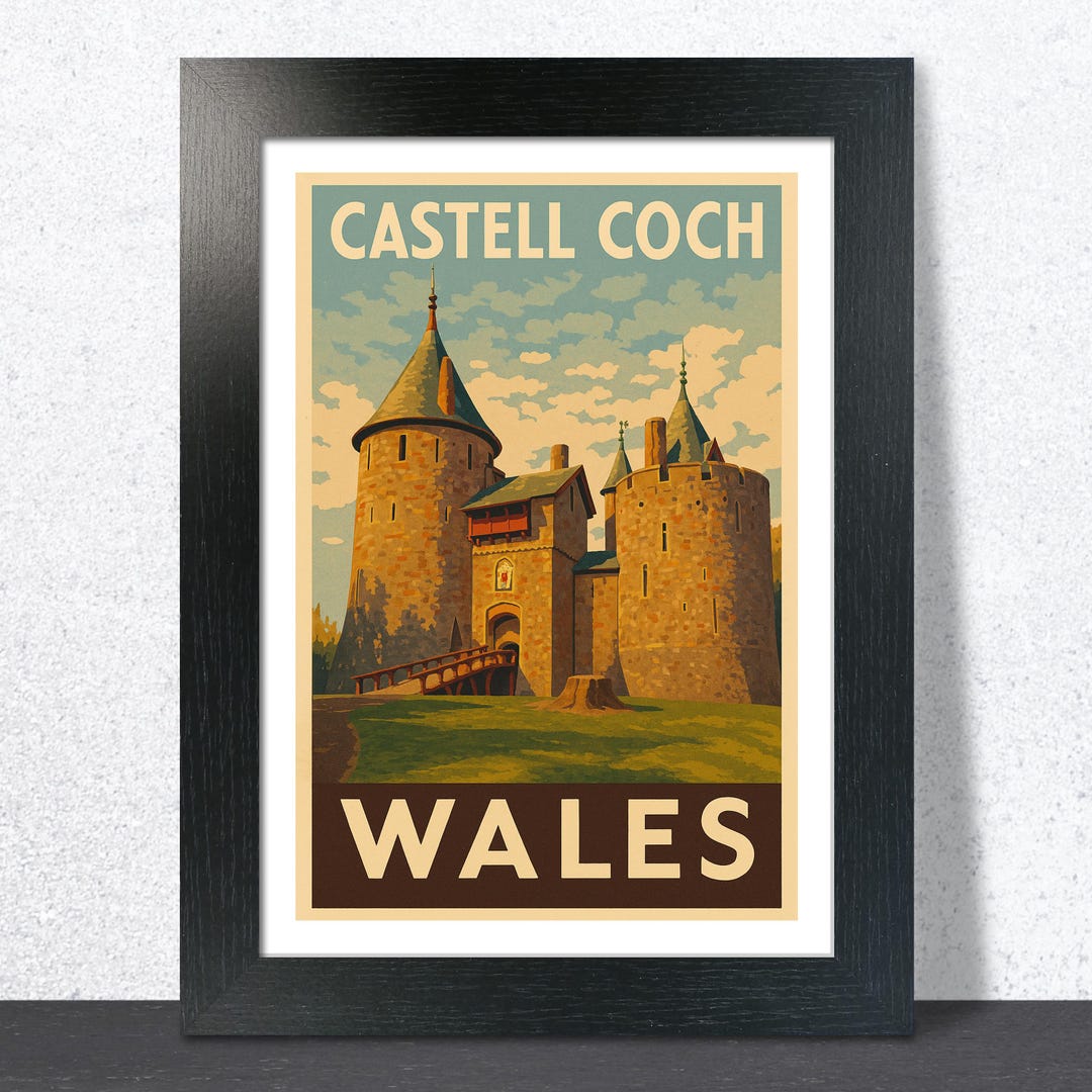 Castell Coch Travel Poster. Vintage Framed Giclee Wall Art. Castles ...