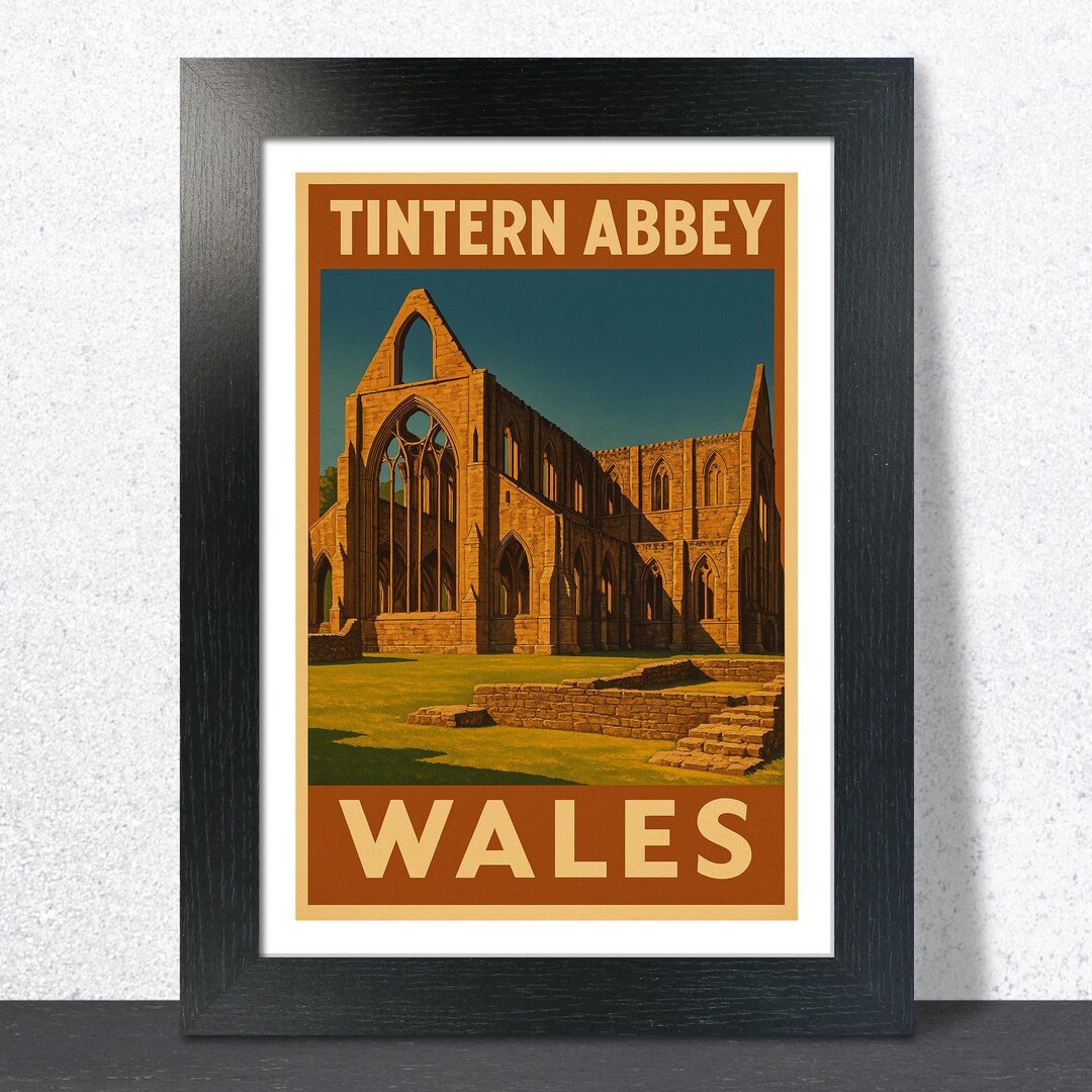 Tintern Abbey Travel Poster. Vintage Framed Giclee Wall Art. Religious ...
