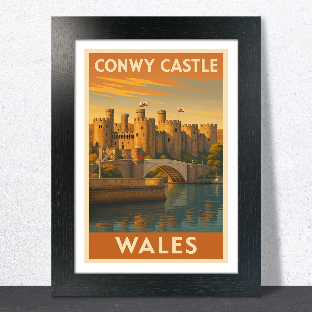 Conwy Castle Travel Poster. Vintage Framed Giclee Wall Art. Castles ...