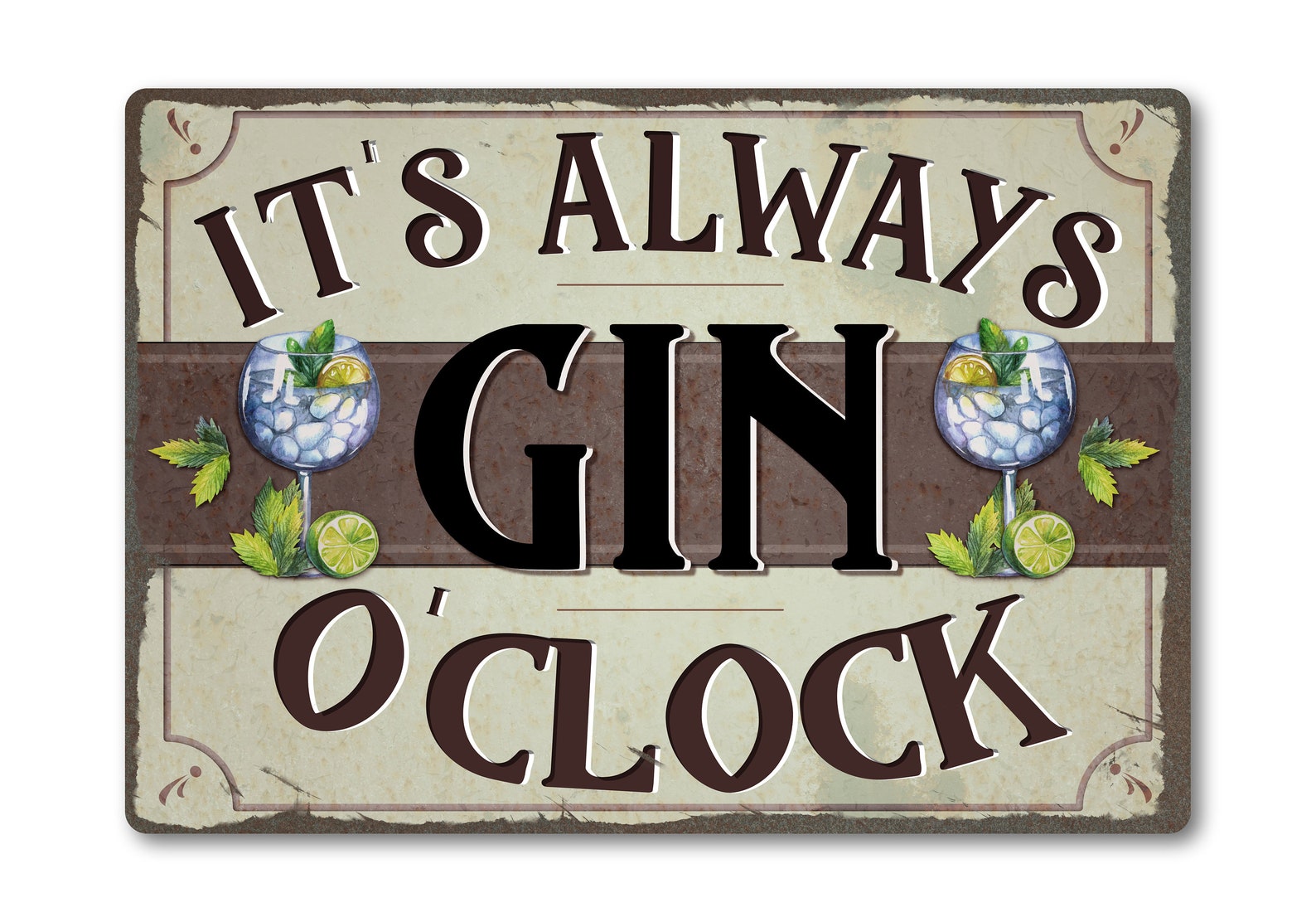 It's Always Gin O Clock METAL Plaque Bar Sign Tonic G&T - Etsy España