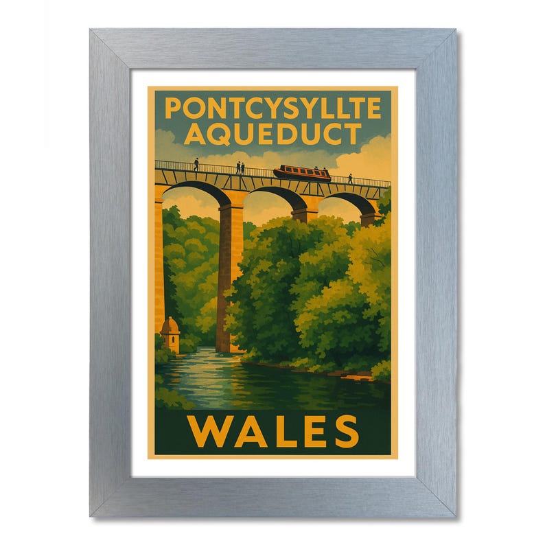 Pontcysyllte Aqueduct Travel Poster. Vintage Framed Giclee Wall Art ...