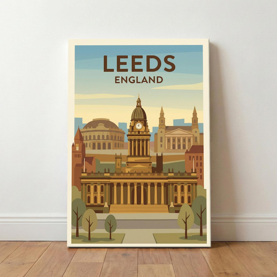 Leeds, England - Vintage Travel Poster Celebrating Victorian Grandeur ...