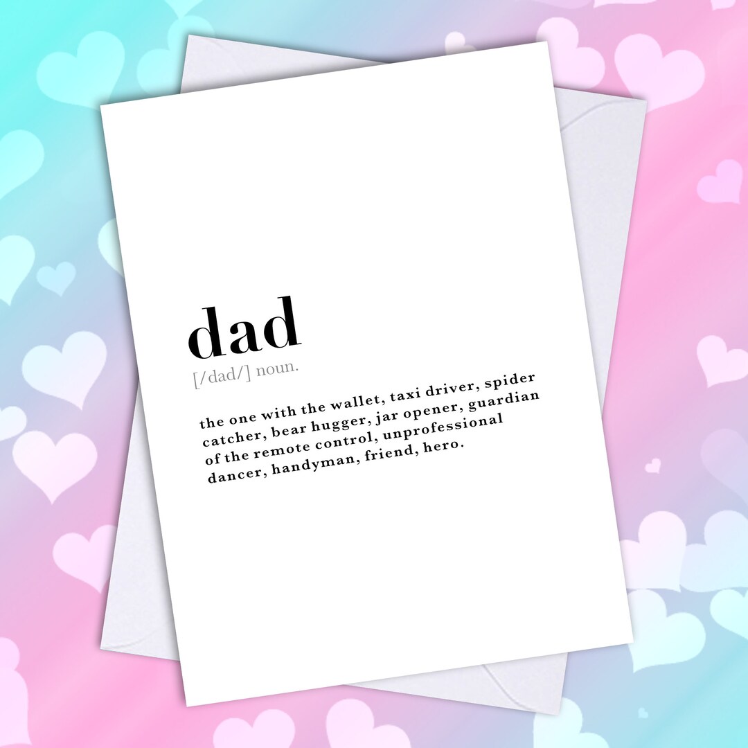 Funny Humour Dad Daddy Dictionary Definition Fathers Day Card. Joke ...