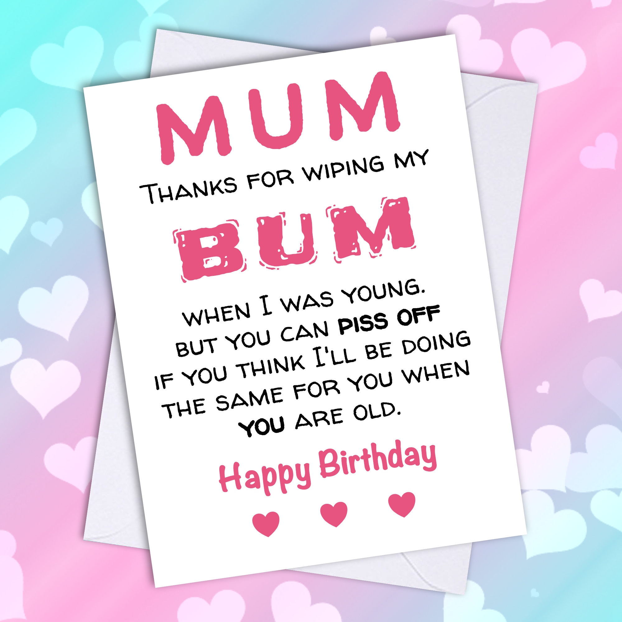Personalised Rude Funny Birthday Card for Mum. Thanks for | Etsy
