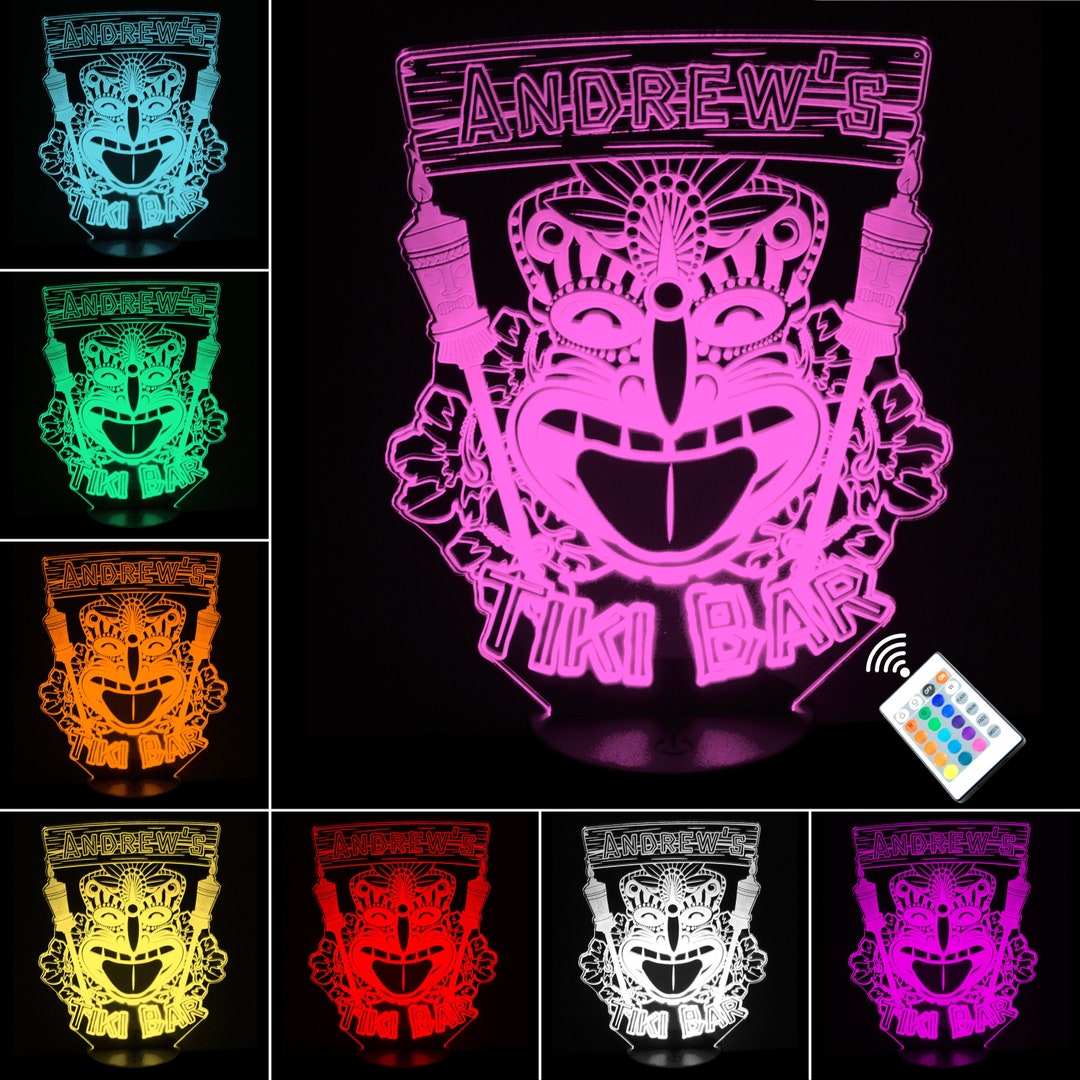 Personalised LED Neon TIKI Bar Sign Night Light. Tropical Beach Home ...