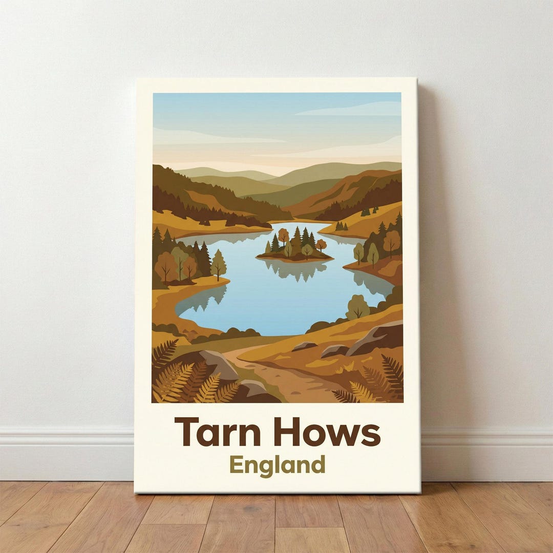 Tarn Hows, England - Romantic Lake District Travel Poster, Vintage ...