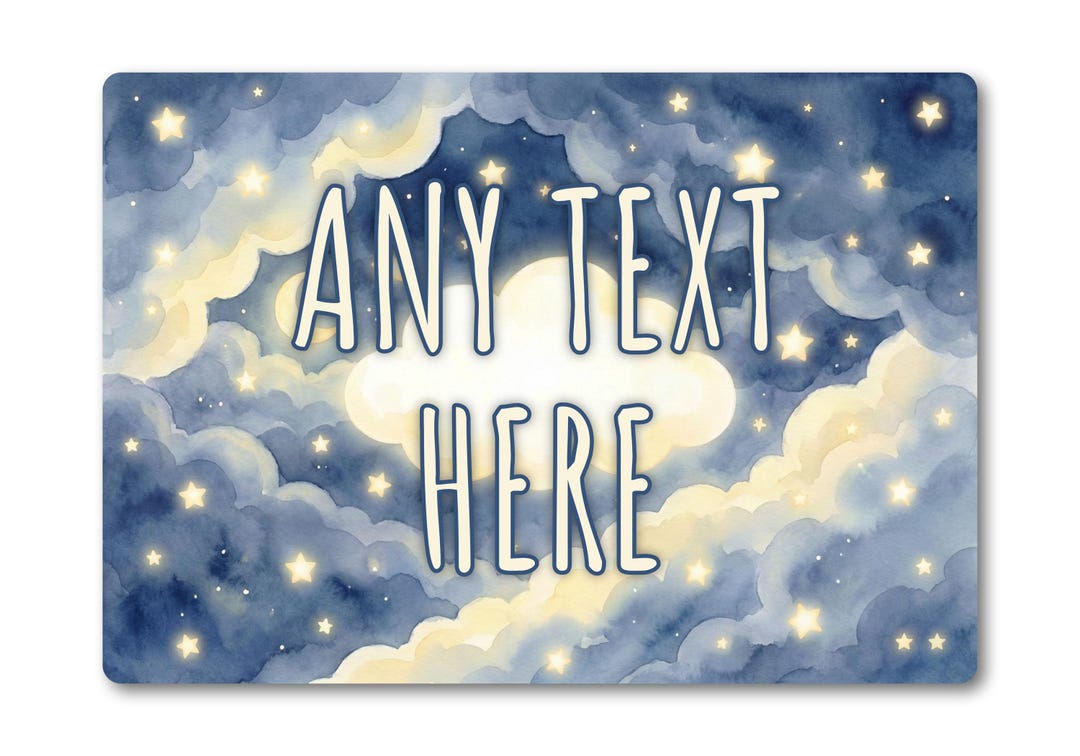 Personalised Moon & Stars Aluminium Plaque for Nursery Door Night Sky ...