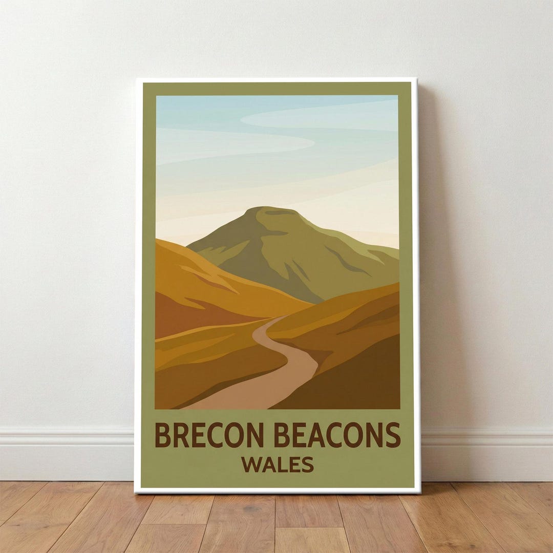 Brecon Beacons, Wales - Romantic Hills Travel Poster: Timeless Trails ...