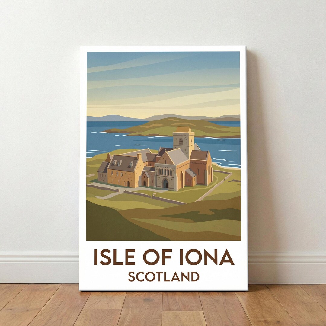 Isle of Iona, Scotland - Iona Abbey & Seaborn Shores Travel Poster ...
