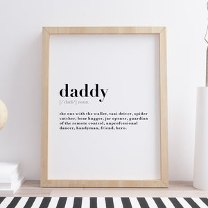 Dad, Daddy, Father Dictionary Definition Meaning Wall Art Print ...