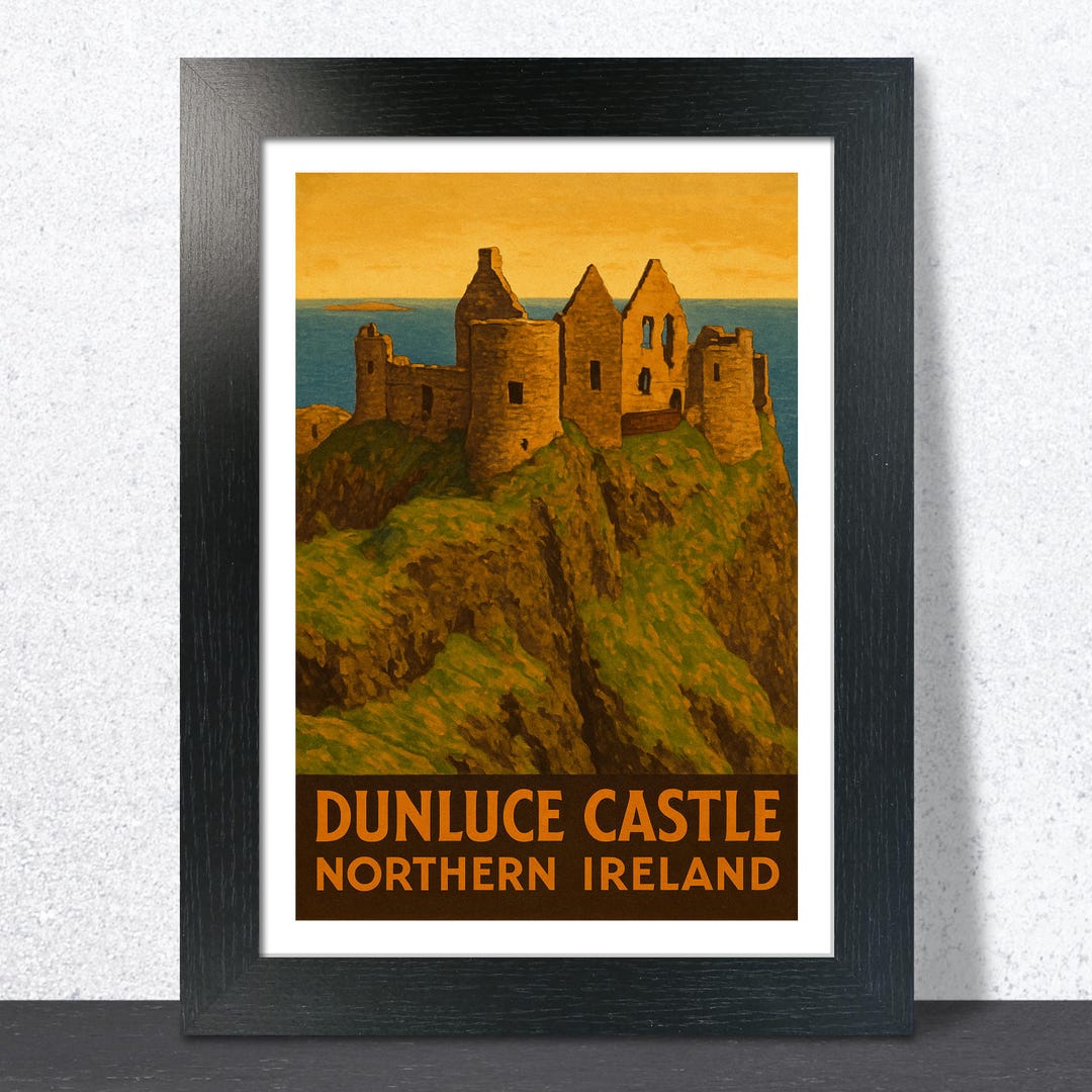 Dunluce Castle Travel Poster. Vintage Framed Giclee Wall Art. Castles ...