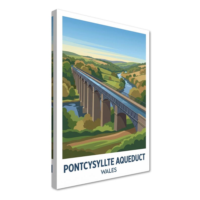Pontcysyllte Aqueduct, Wales - Romantic Travel Poster of Telford's ...