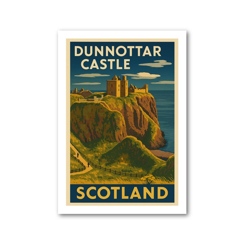 Dunnottar Castle Travel Poster. Vintage Framed Giclee Wall Art. Castles ...