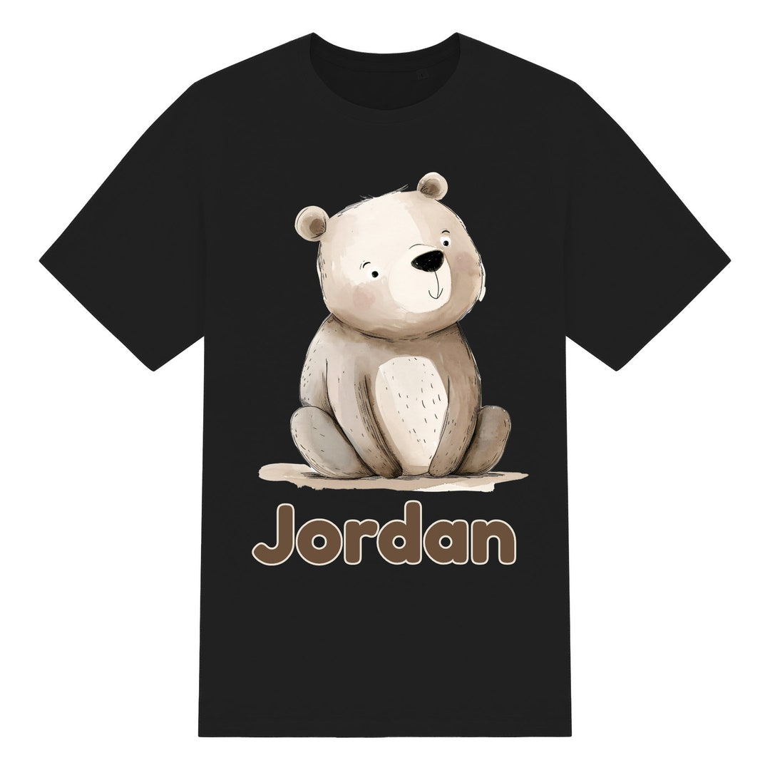 Personalised Cute Watercolour Bear Unisex Kids T-shirt. Boys Girls ...