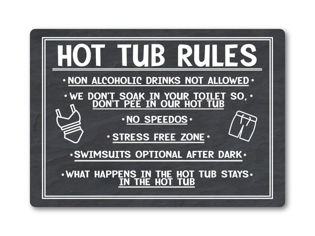 Hot Tub Rules Metal Plaque Aluminium Sign - Playful Chalkboard ...