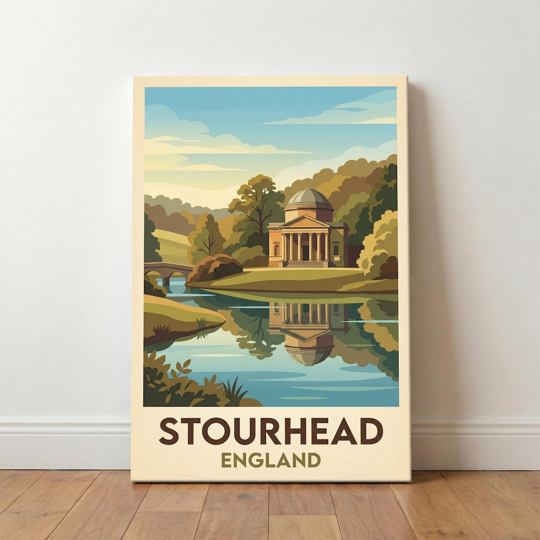 Stourhead, England - Lakeside Temple Travel Poster | Romantic Gardens ...