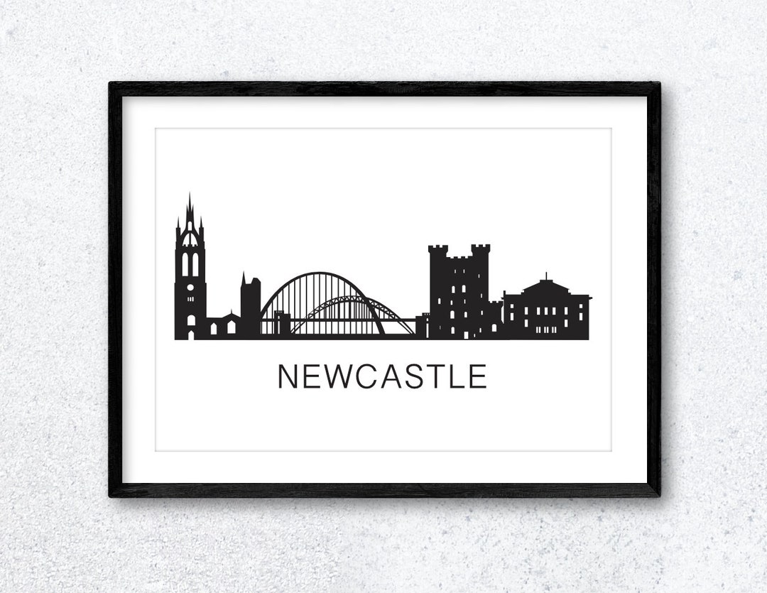 Newcastle City Skyline Wall Art Print Poster. Portrait or Landscape ...