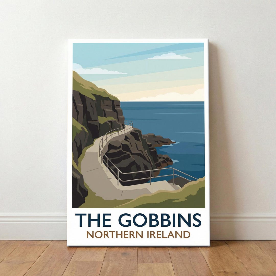 The Gobbins, Northern Ireland - Coastal Cliff Walk Travel Poster ...