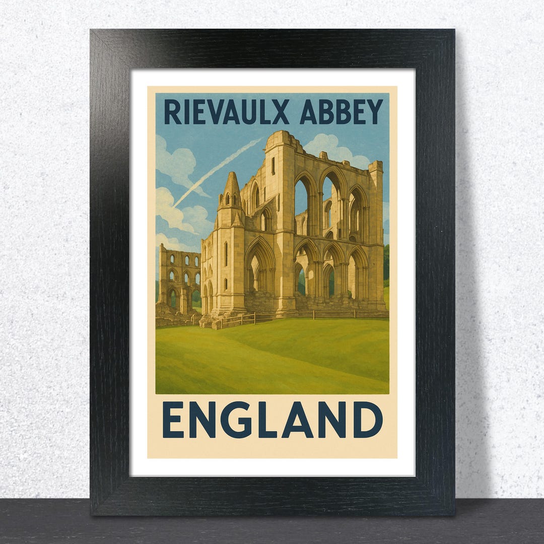 Rievaulx Abbey Travel Poster. Vintage Framed Giclee Wall Art. Religious ...
