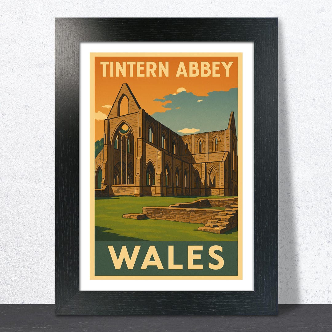 Tintern Abbey Travel Poster. Vintage Framed Giclee Wall Art. Religious ...