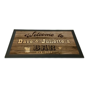 Personalised Bar Runner Mat Old Western Style. Home Pub Garage Shed Man ...