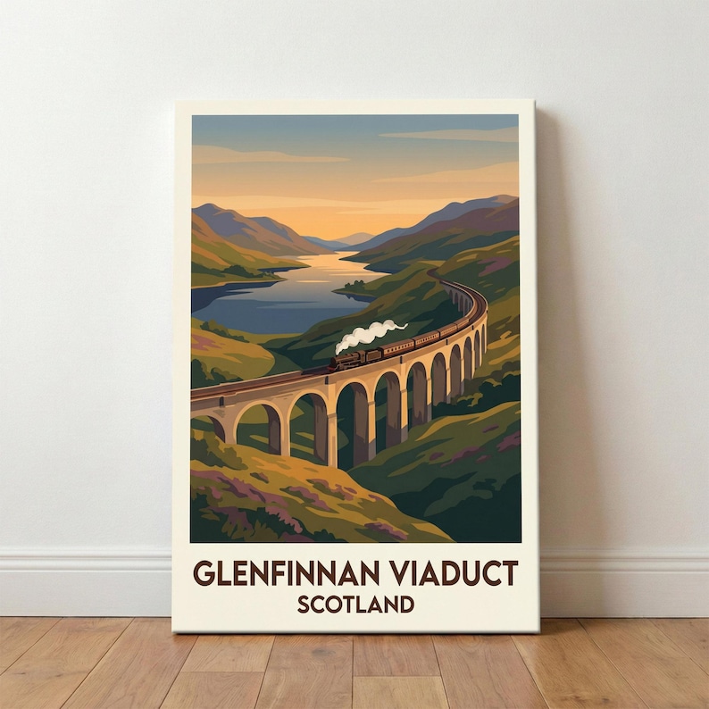 Glenfinnan Viaduct, Scotland - Highland Steam Train Travel Poster in ...