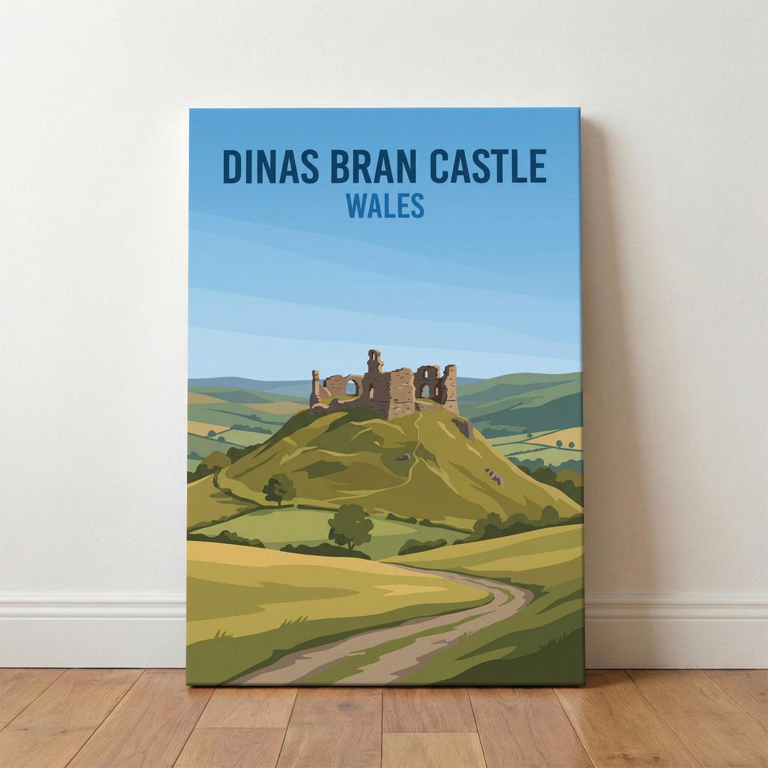 Dinas Bran Castle, Wales - Romantic Hilltop Ruins Travel Poster. Giclée ...