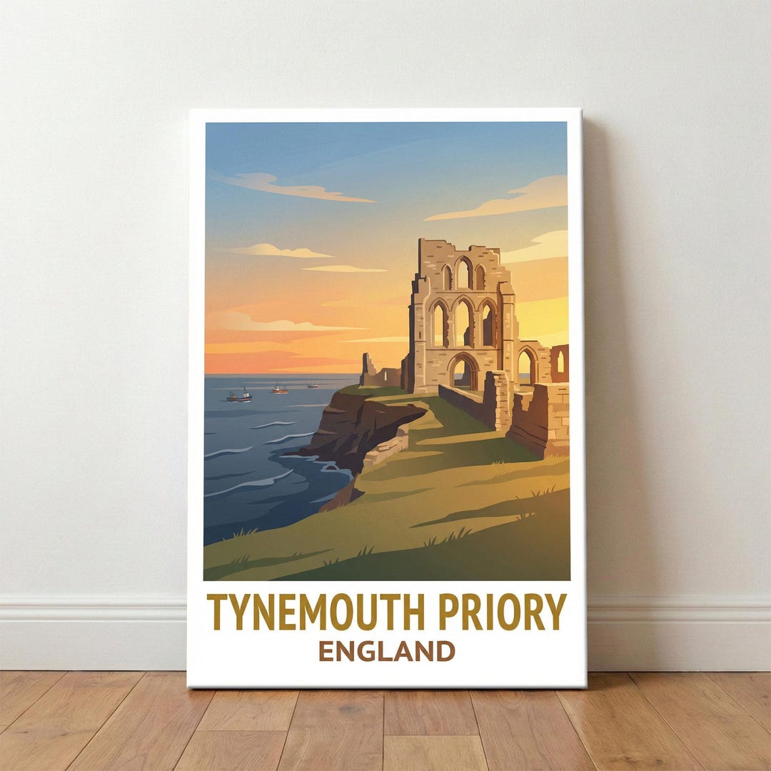 Tynemouth Priory, England - Romantic Coastal Ruins Travel Poster of ...