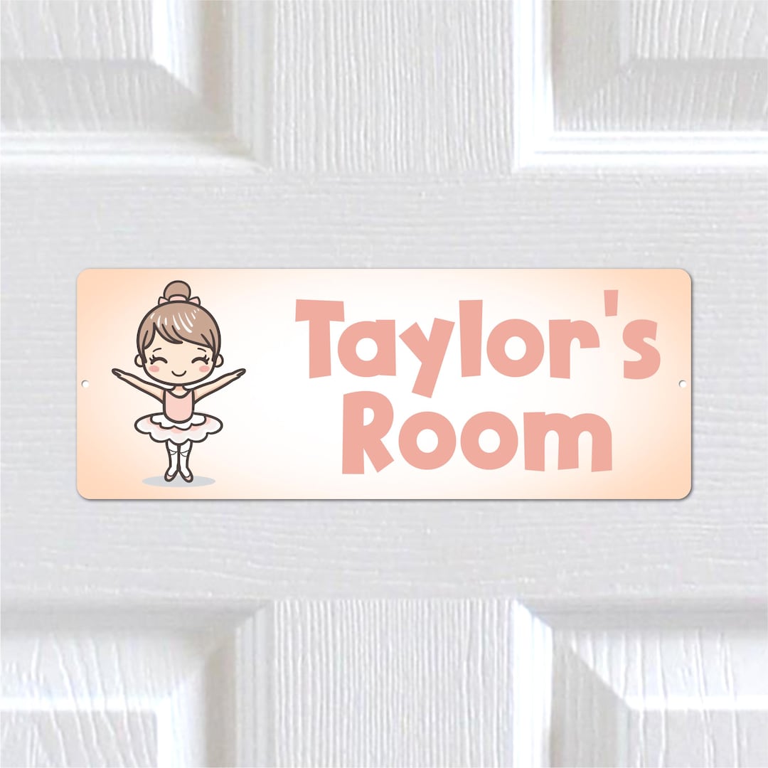 Personalised Ballet Door Sign for Girls Bedroom - Cute Ballerina Metal ...