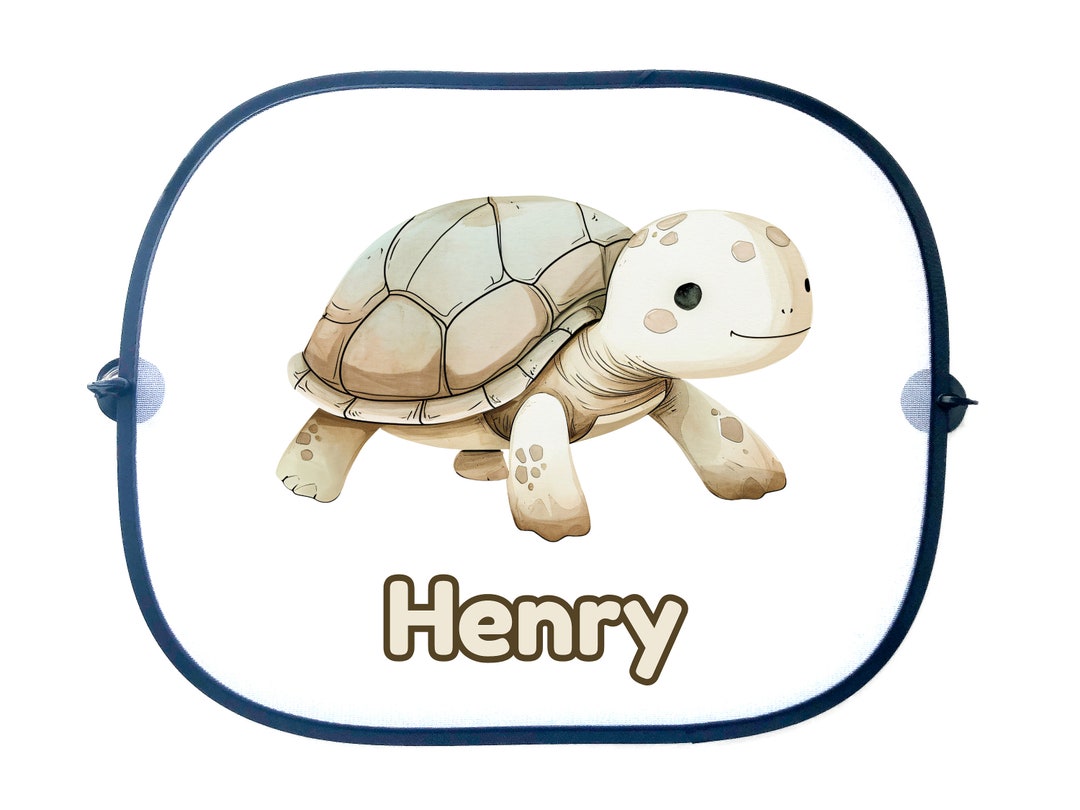 Personalised Any Name Cute Tortoise Car Sunshade Screen for Kids. Sun ...