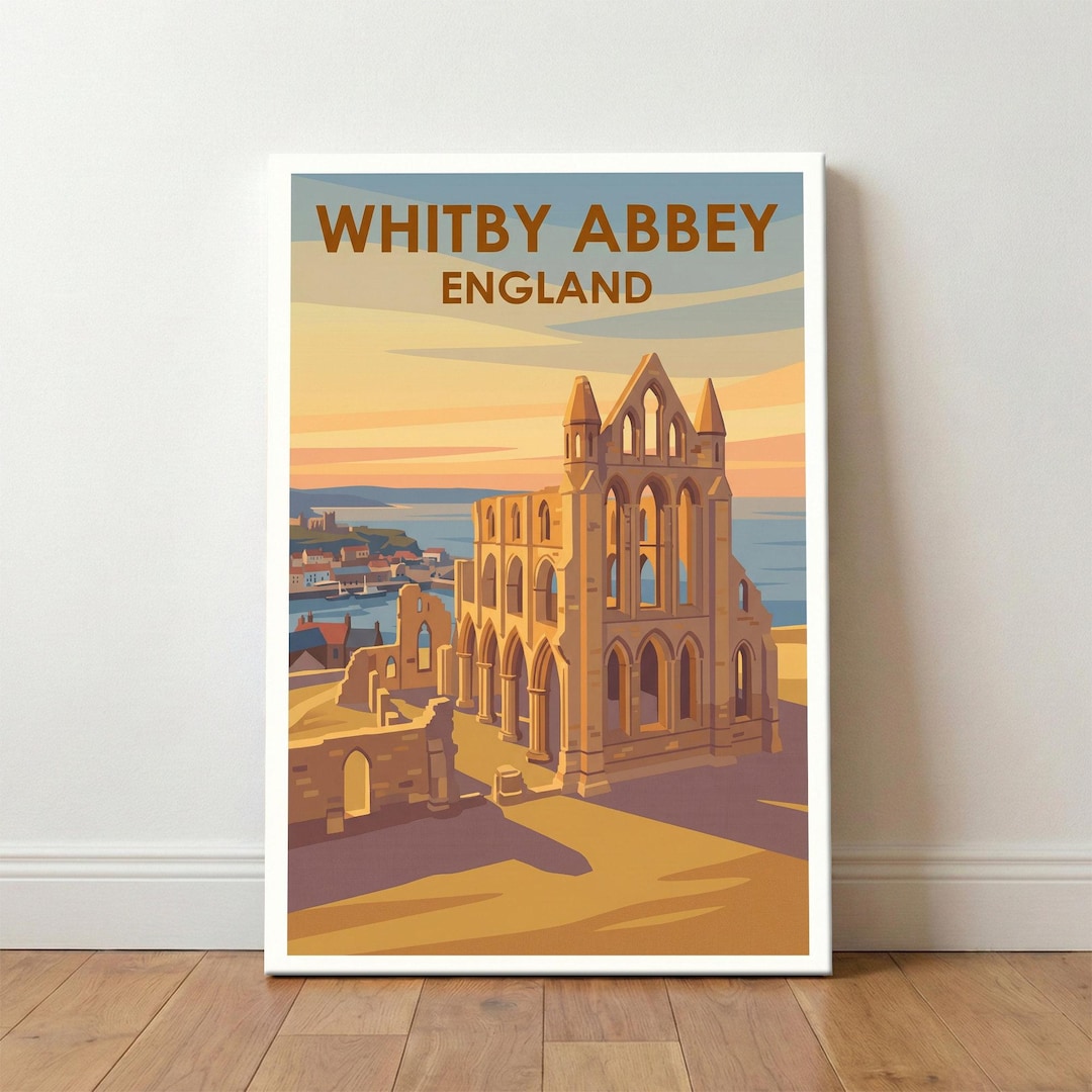 Whitby Abbey, England - Gothic Coast Sunset Travel Poster. Giclée Print ...