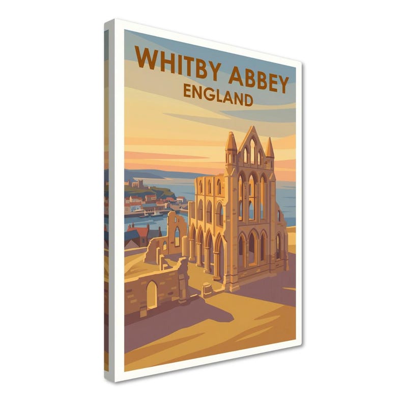 Whitby Abbey, England - Gothic Coast Sunset Travel Poster. Giclée Print ...
