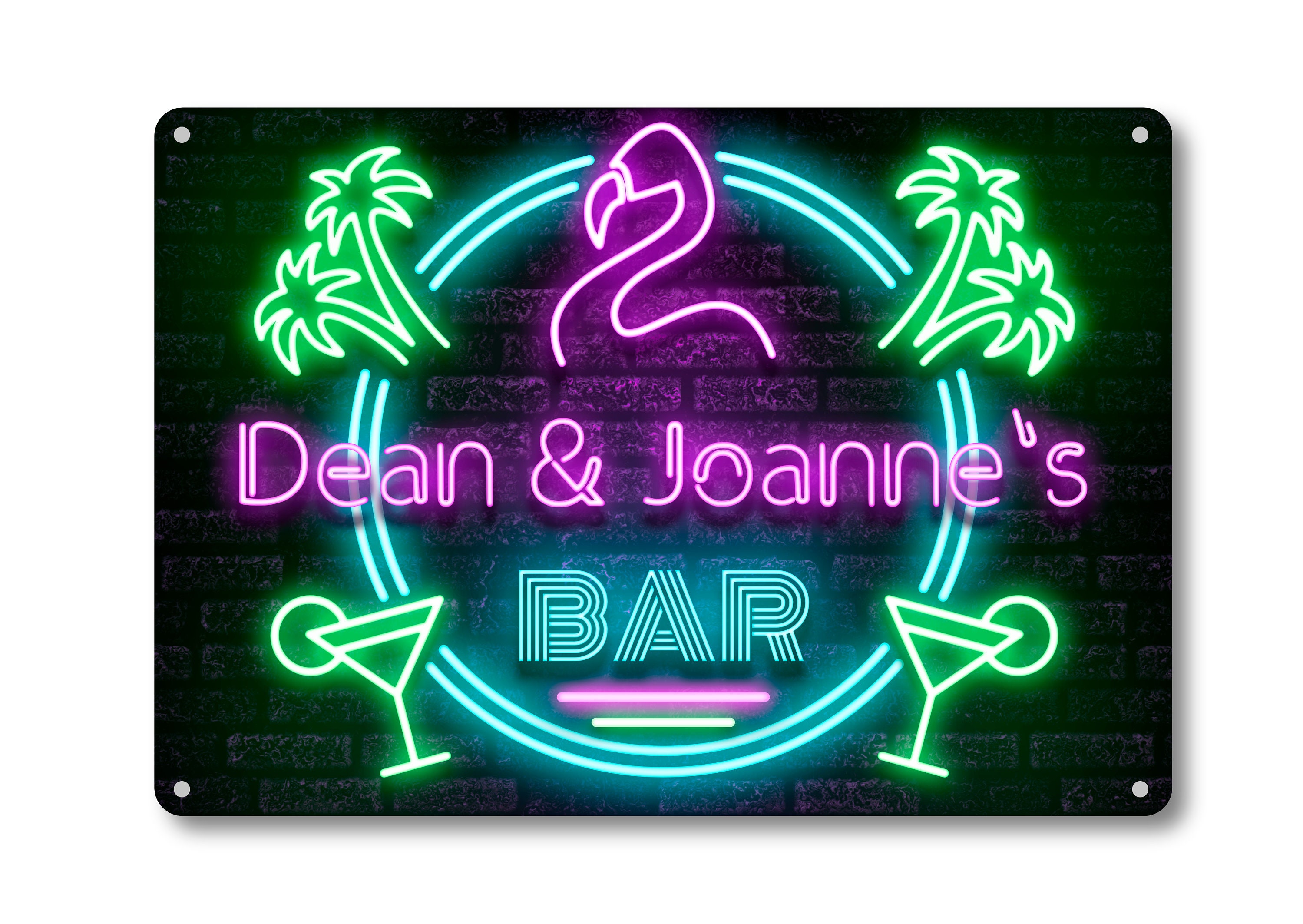 Personalised Bar Sign METAL Plaque Eighties 80s Neon Cocktail - Etsy