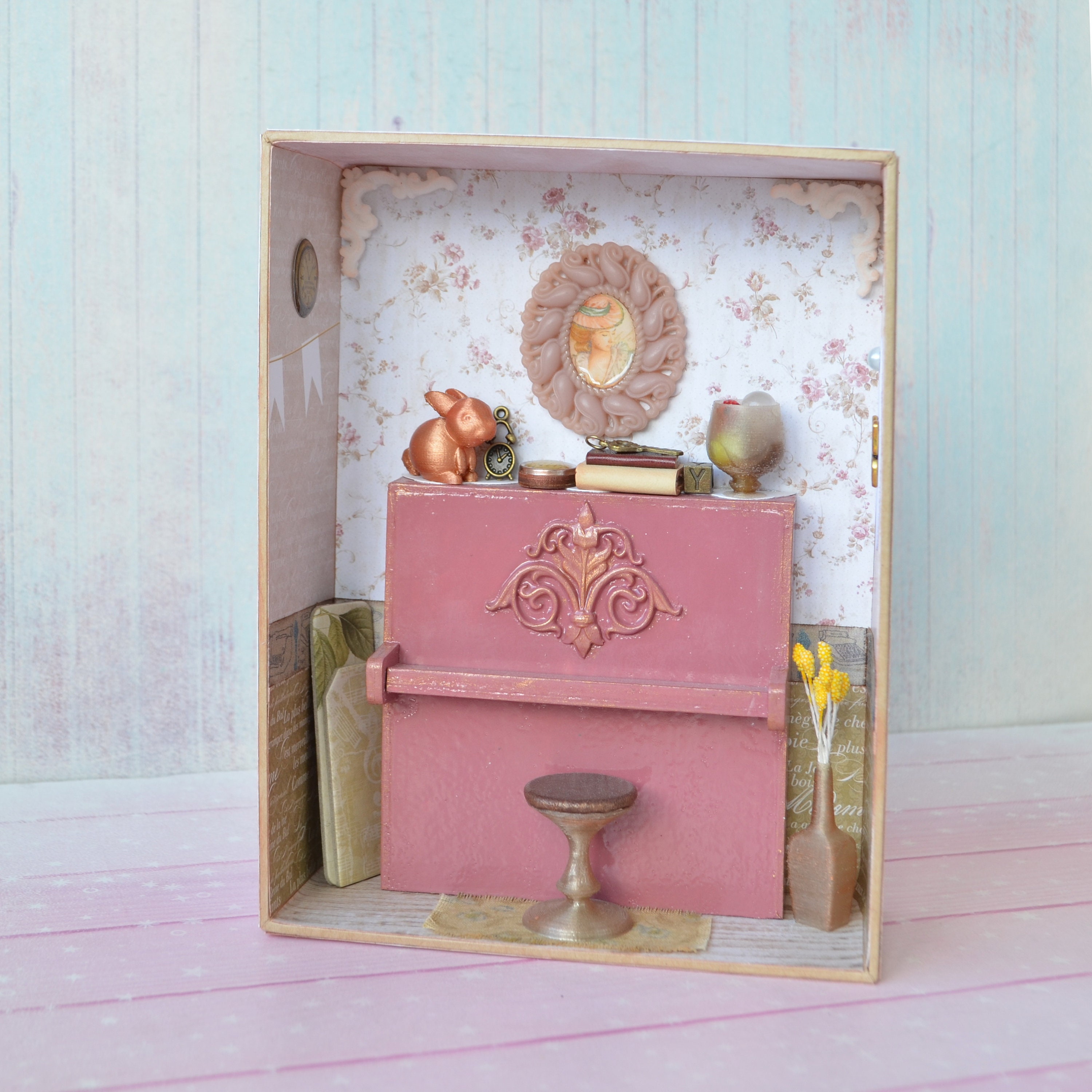 Small Art Framed Diorama 1:12 With Piano Miniature Decorative - Etsy