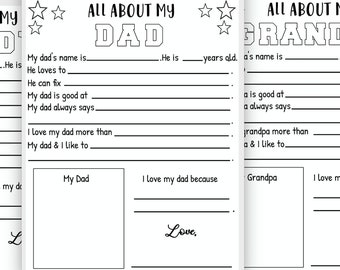 All About Dad Coloring Page Printable DIY Father's Gift - Etsy