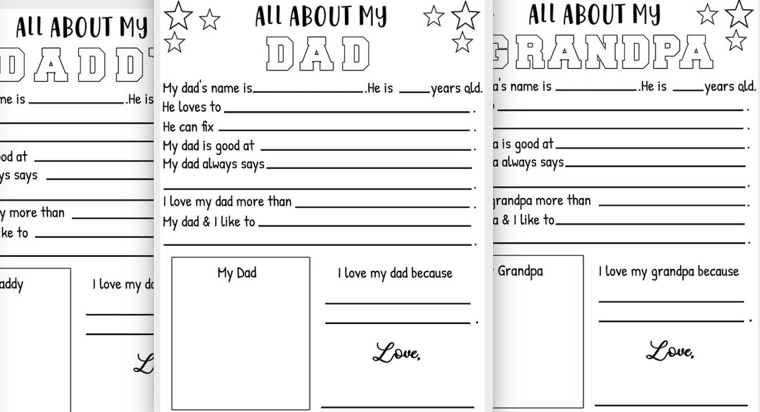 INSTANT DOWNLOAD- Father's Day Coloring Printable, All About My Dad ...