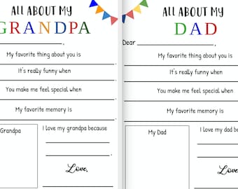 INSTANT DOWNLOAD- Father's Day Coloring Printable, All About My Dad ...