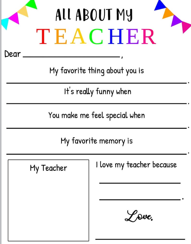 PRINTABLE Teacher Appreciation, Teacher Letter, End of the Year Gift ...