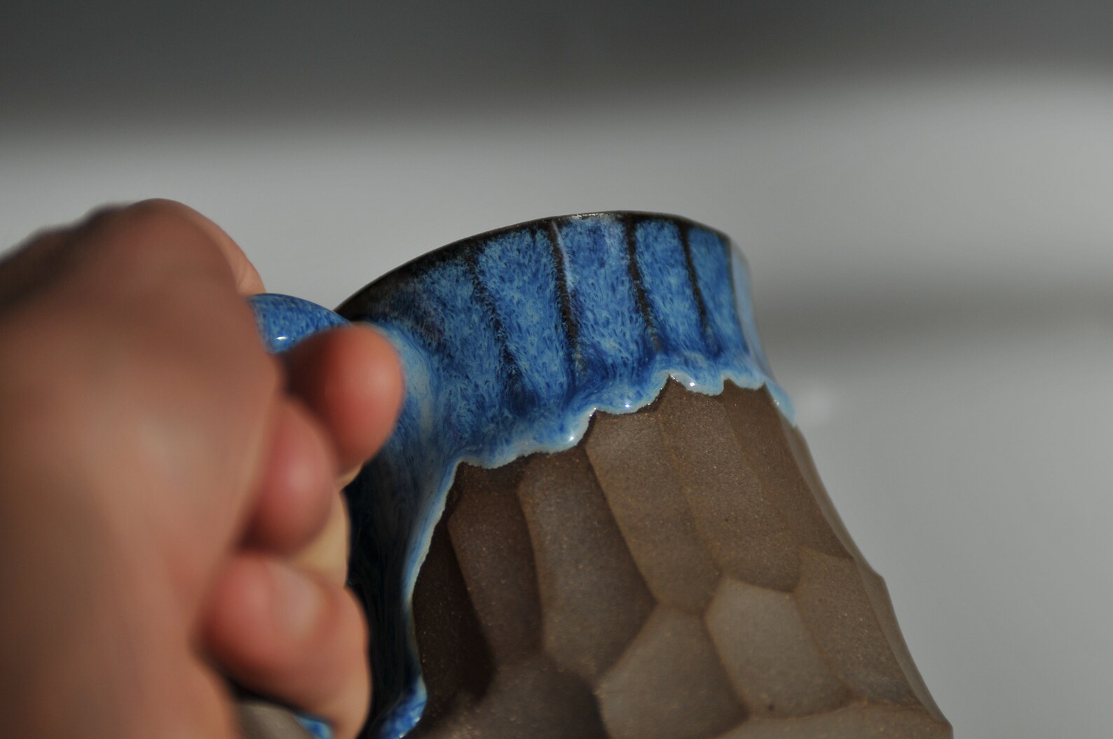 Handmade Ceramic Mug With Blue Drips Drippy Glazed Pottery - Etsy