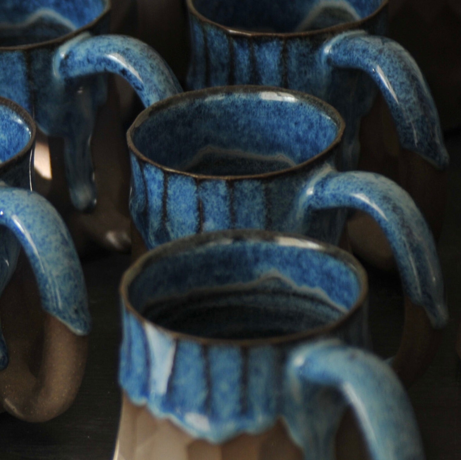 Handmade Ceramic Mug With Blue Drips Drippy Glazed Pottery - Etsy