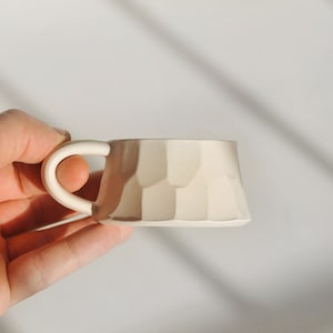 2 Oz Espresso Cup Set With Handle, White Ceramic Coffee Cups With Blue ...