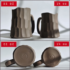 14 Oz / 22 Oz Handmade Pottery Mug, Wheel Thrown Ceramic Mug With ...
