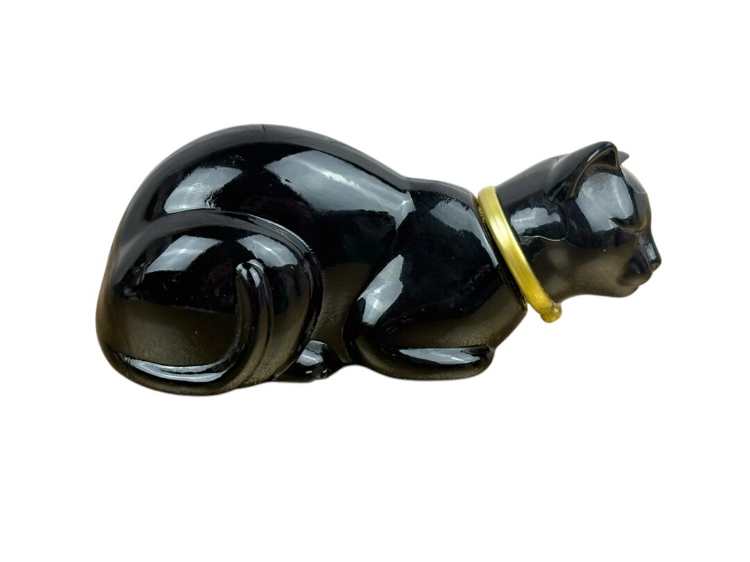 Vintage AVON Black Glass Cat Cologne Bottle “here’s My Heart” EUC - Etsy