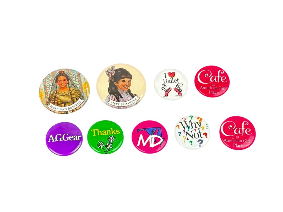 Vintage American Girl Grin Pins Lot of 9 Pleasant Company 90’s Pinback ...