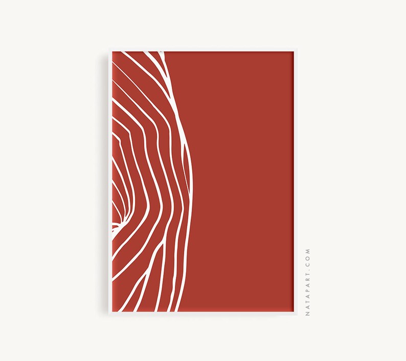 Red Abstract Print Minimalist Line Art Print Printable Art | Etsy