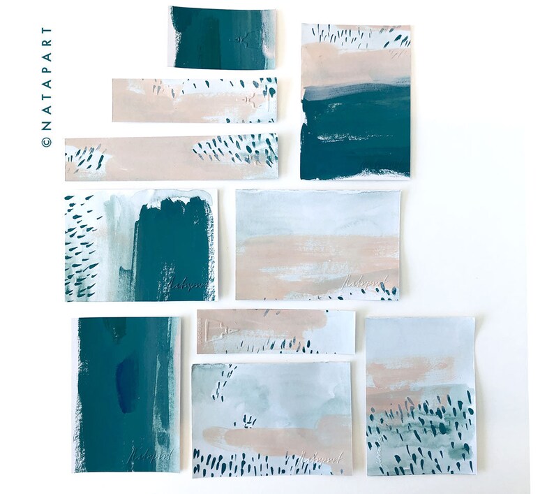 ABSTRACT Handpainted Card Set/ Handmade Card Set, Handmade Stationery ...