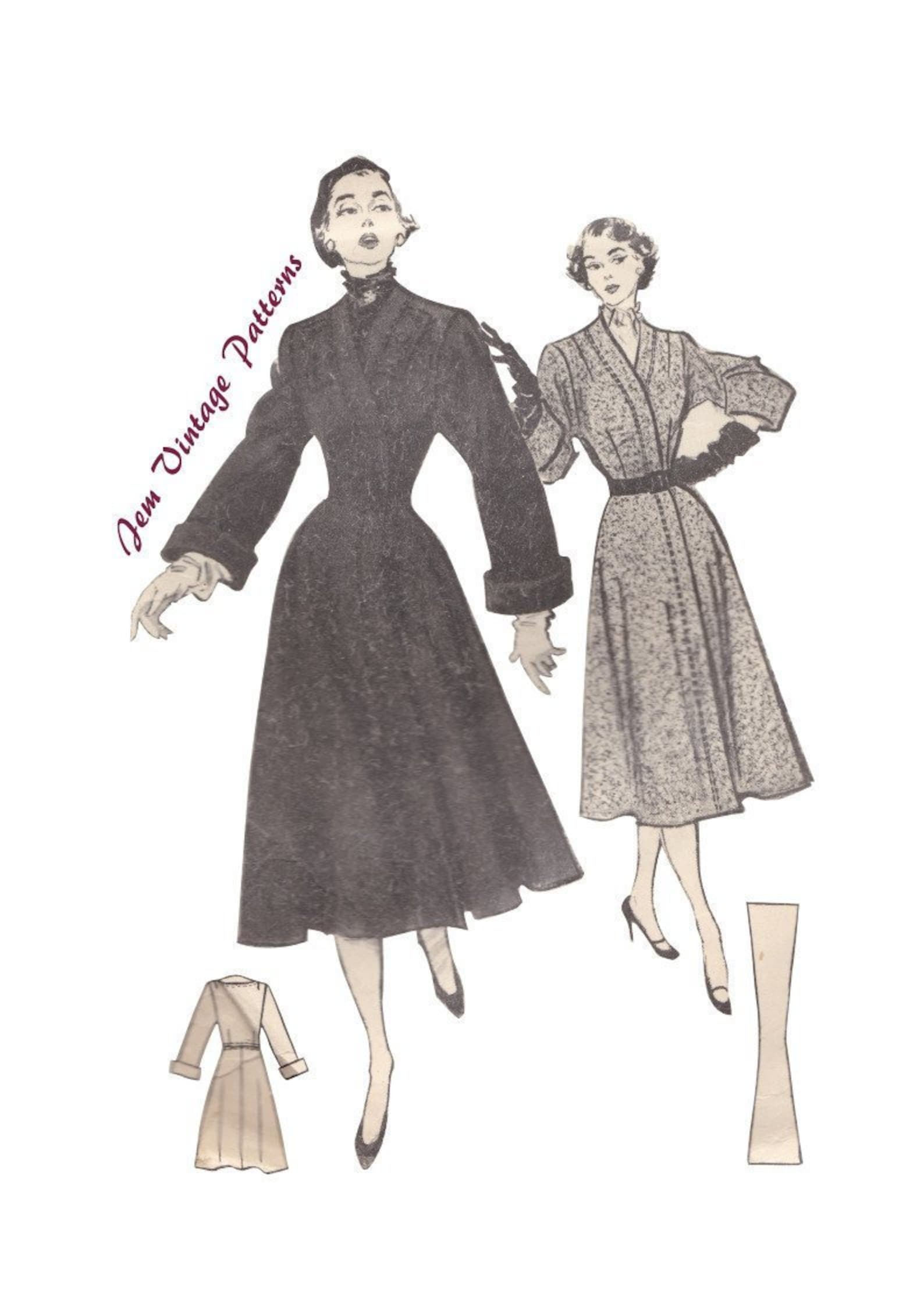 1950 Fitted Coat Vintage Sewing Pattern 50s Pdf Sewing - Etsy