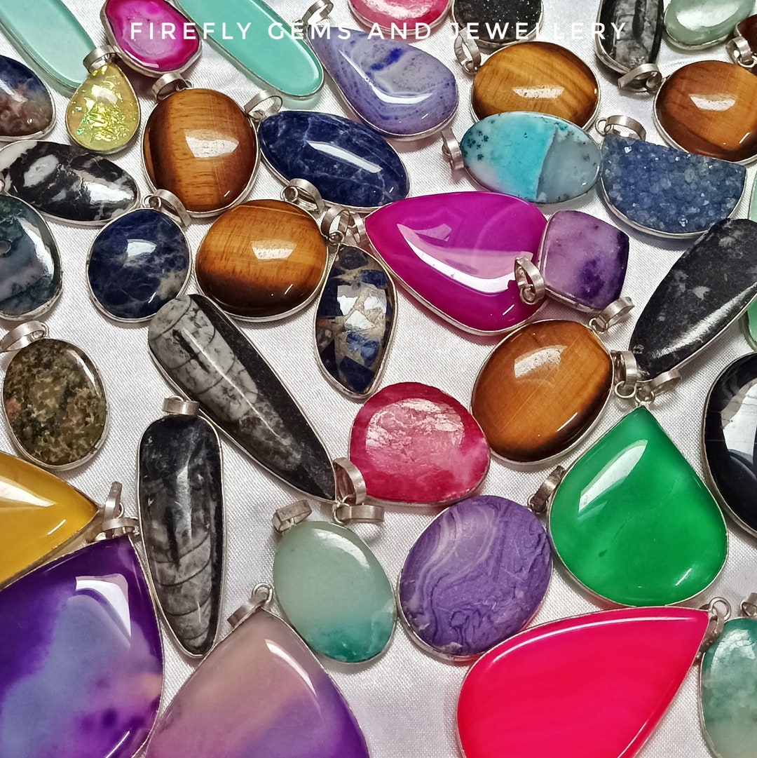 Bulk Natural Mix Stone Metal Pendants Wholesale Jewelry Ready to Wear ...