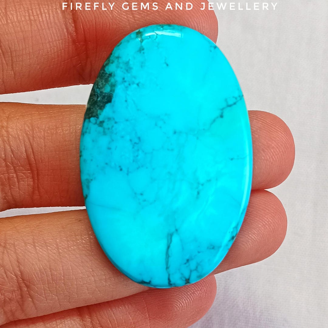 Ocean Blue Turquoise Cabochon: Natural Oval Gemstone (40x26x5.6mm) - Etsy