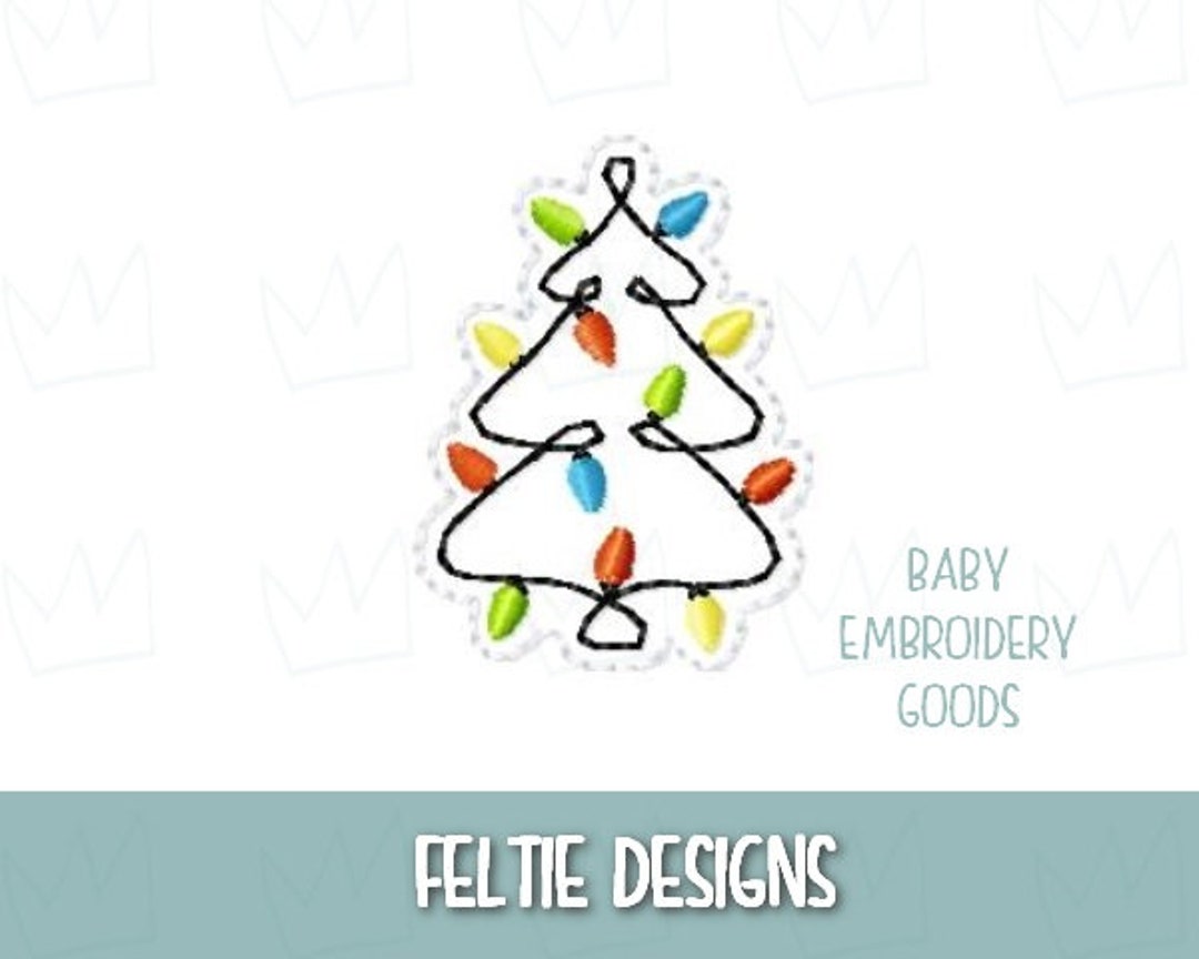 Christmas Lights Tree 2 Sizes Feltie Machine Embroidery Design Feltie ...